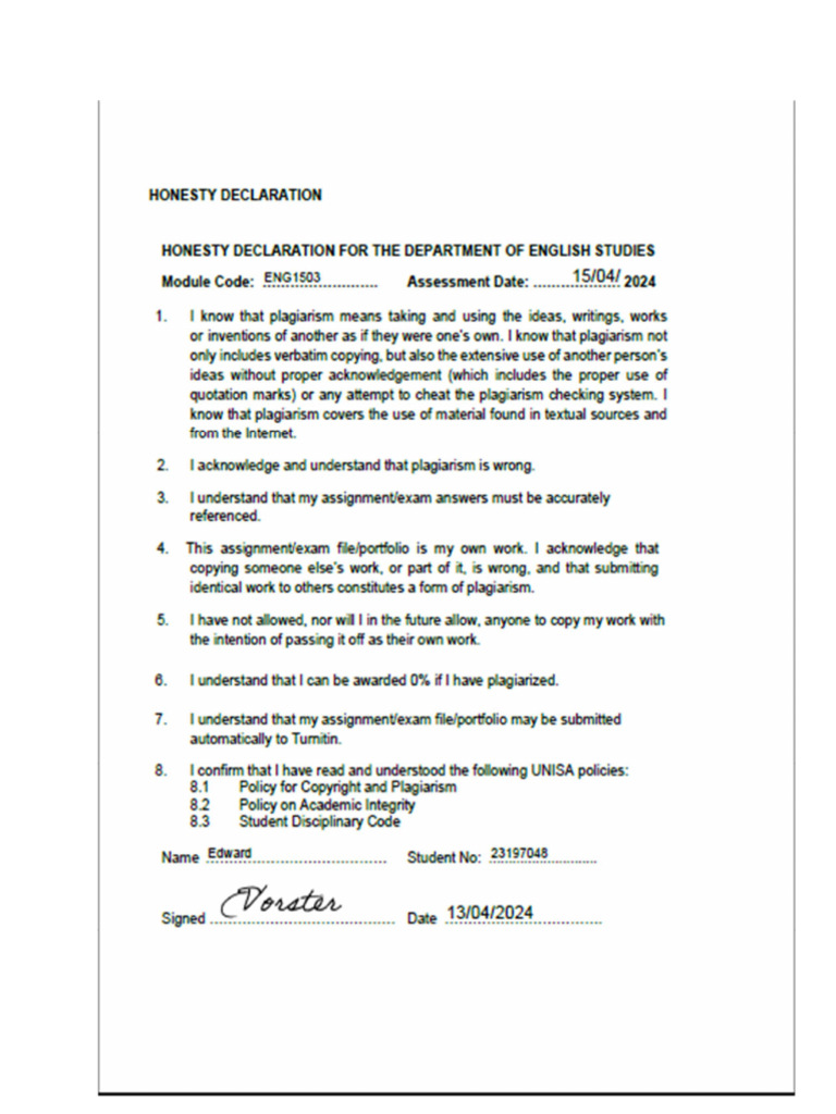 ENG1503 Assignment 2 Final | PDF | Social Policy