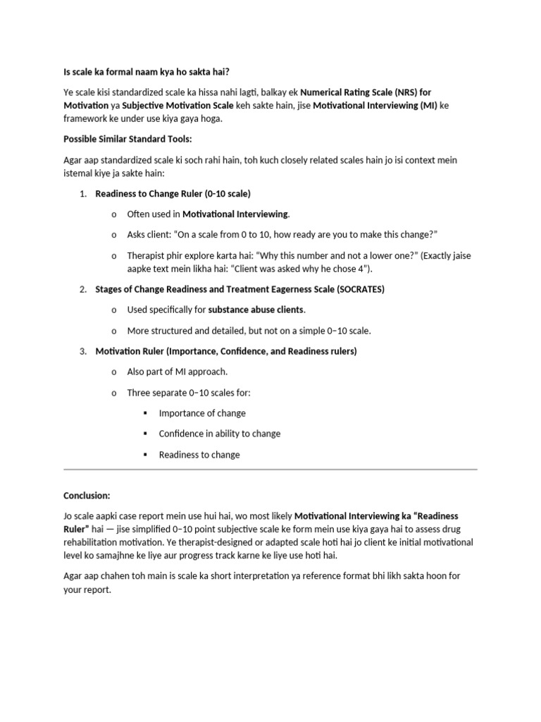 Readiness Ruler in Motivational Interviewing | PDF