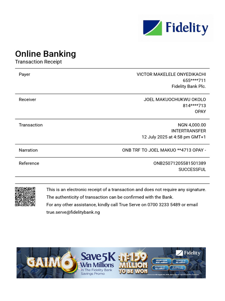 Online Banking Transaction Receipt | PDF