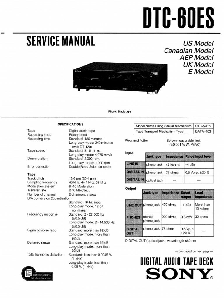 Sony Dtc-60es SM | PDF