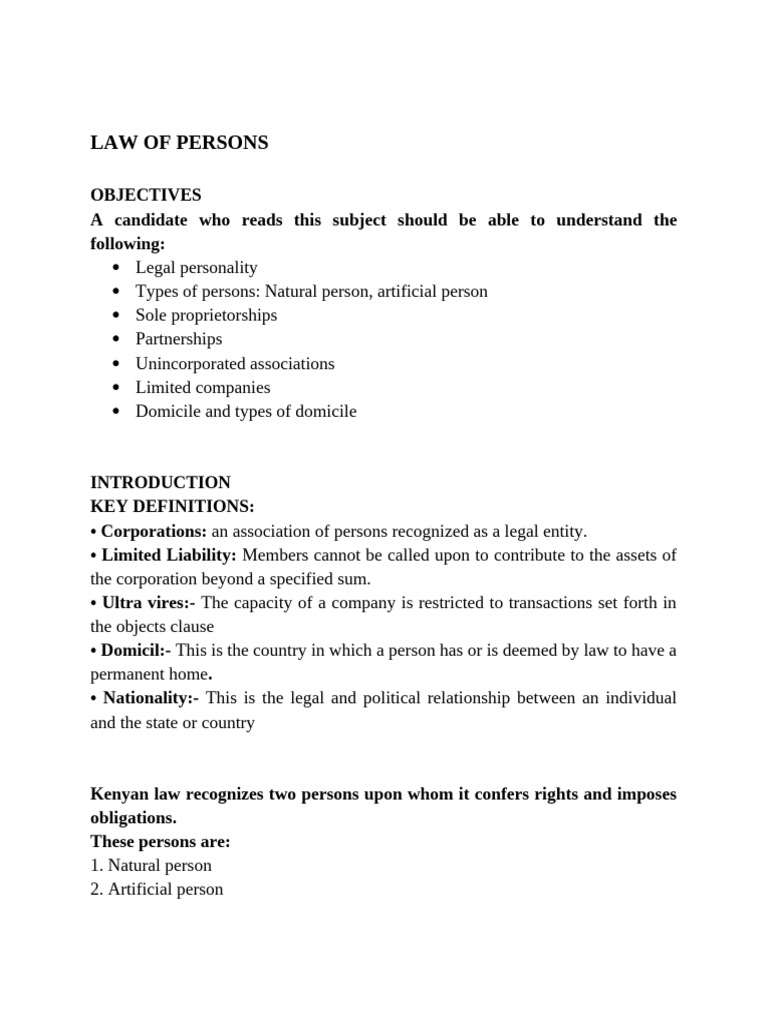 Chapter 9 Law of Persons | PDF | Partnership | Corporations