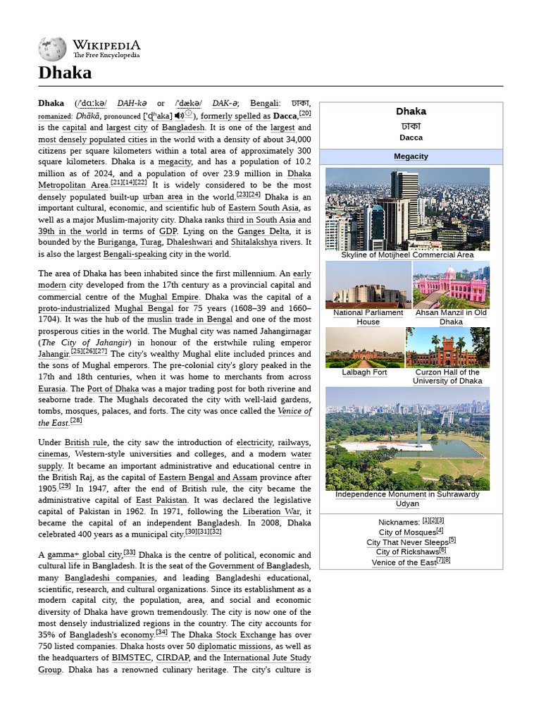 Dhaka | PDF | Dhaka | World Politics