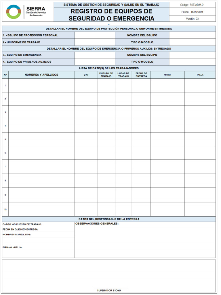 FORMATO ENTREGA EPPs | PDF