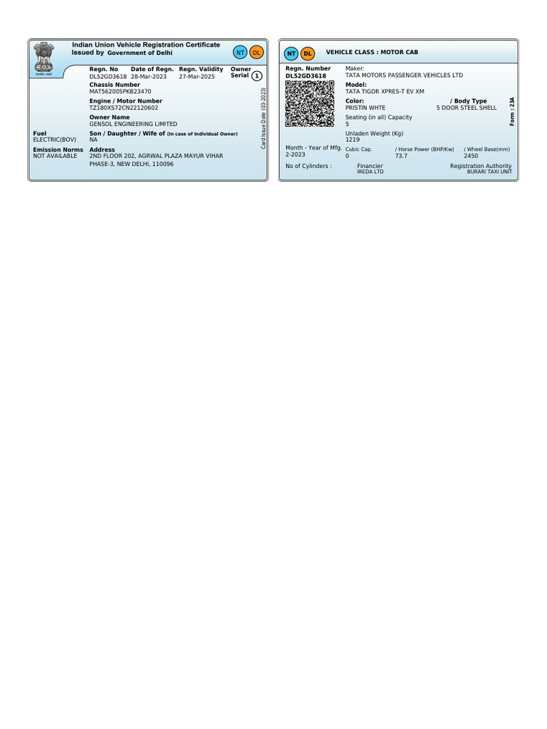 Delhi Electric Vehicle Registration Details | PDF | Automotive ...