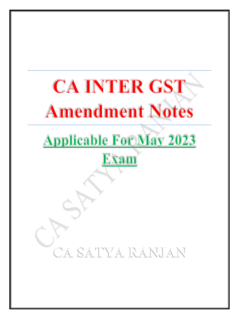 CA INTER GST Amendments May 2023 | PDF | Damages | Value Added Tax