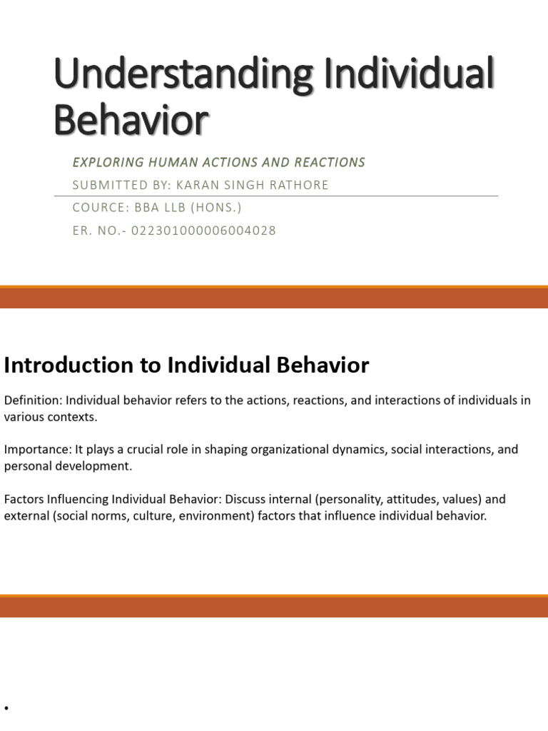 Individual Behavior | PDF