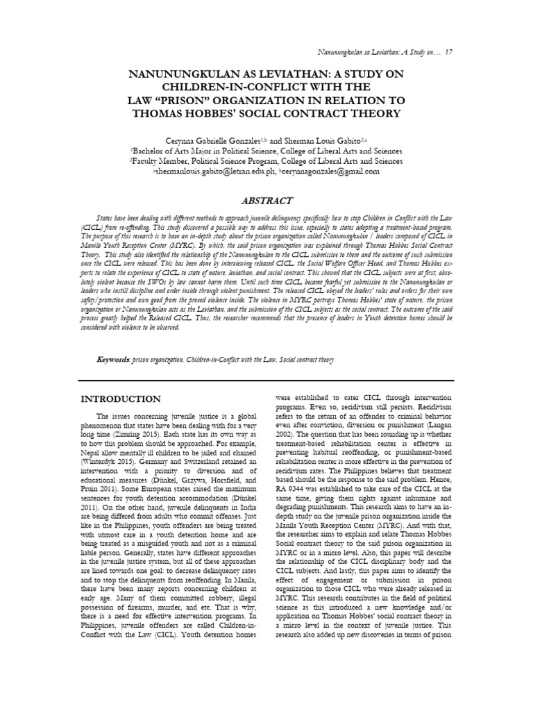 Nanunungkulan: CICL and Social Contract Theory | PDF | Juvenile ...