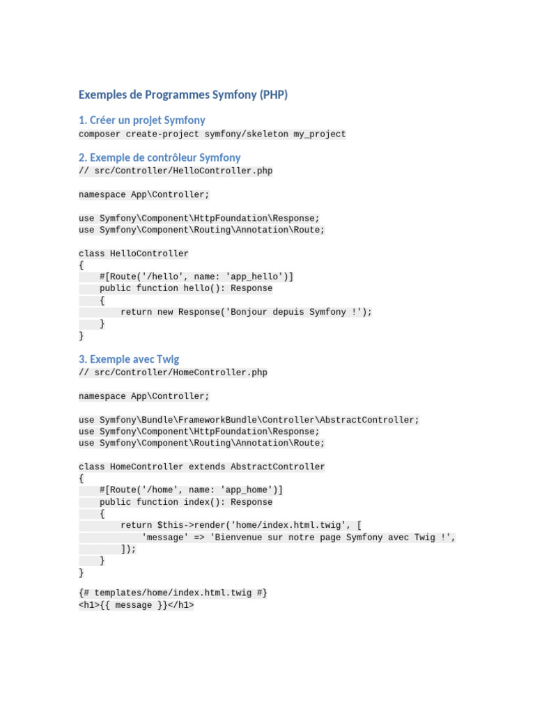 Programmes Symfony | PDF