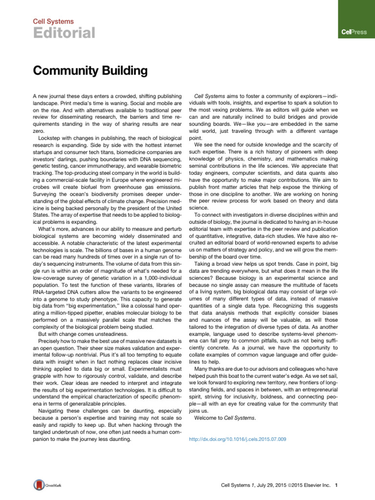 Community Building Cels | PDF | Data | Science