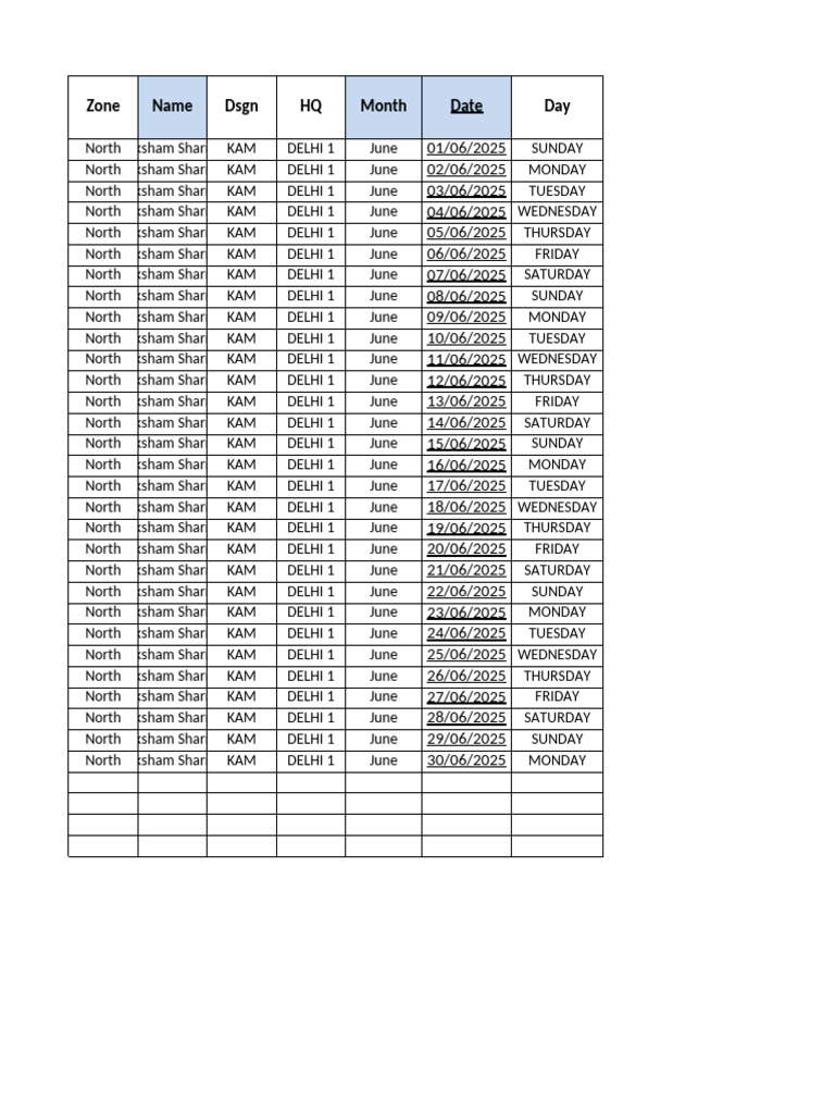 June 2025 Hospital Schedule Delhi | PDF