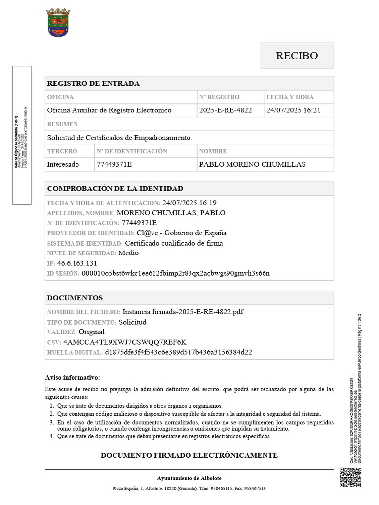 Acuse de Recibo - Recibo - Recibo-2025-E-RE-4822 | PDF | Informática