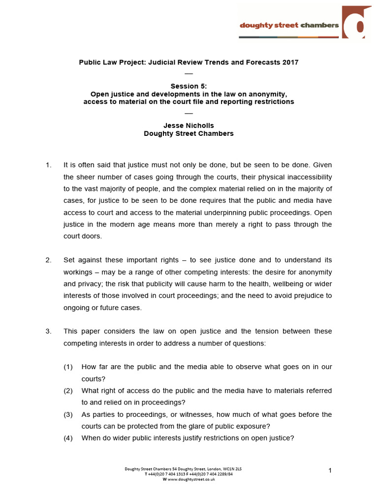 Open Paper On Justice | PDF | Discovery (Law) | Judgment (Law)