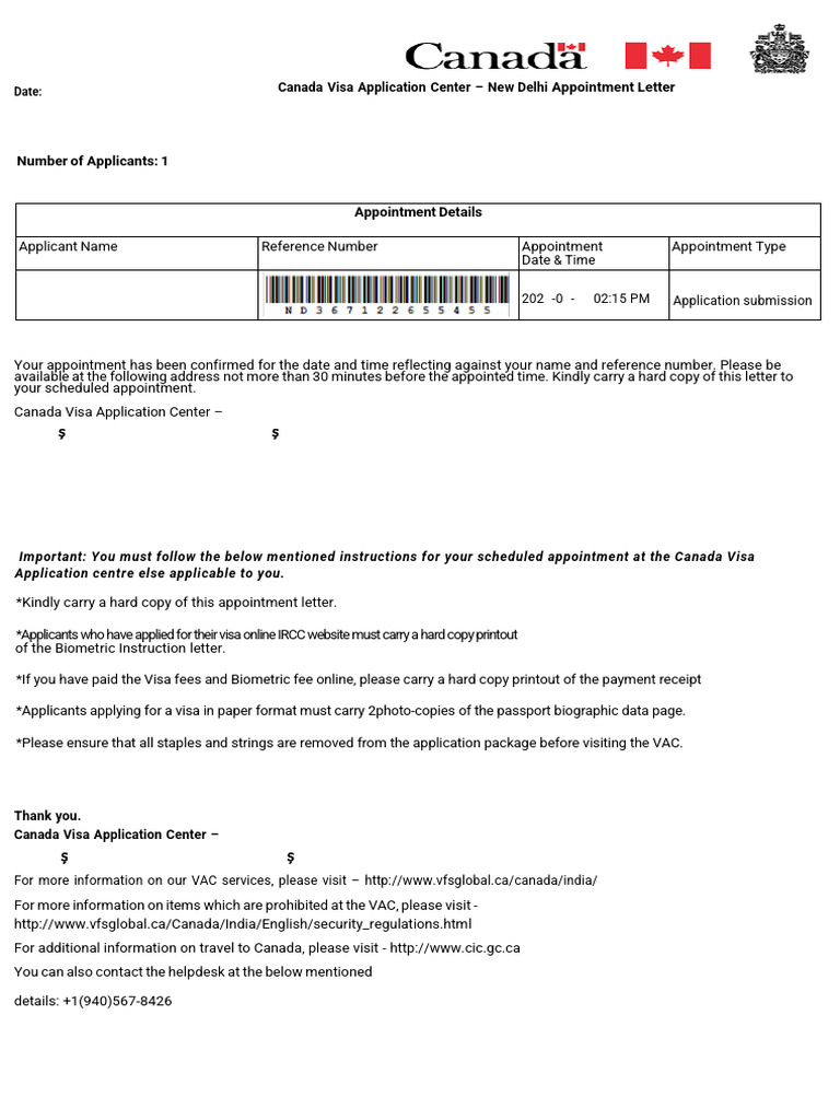 Romania Visa Appointment Confirmation | PDF