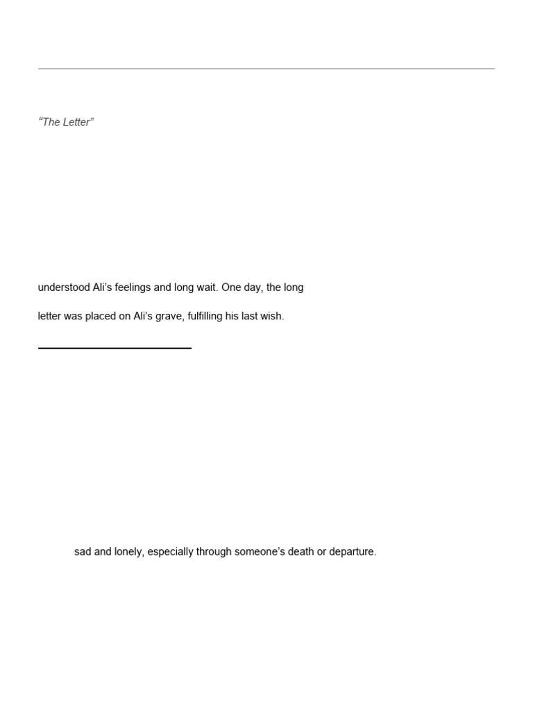 Summary of Dhumketu's "The Letter" | PDF | Empathy | Psychology