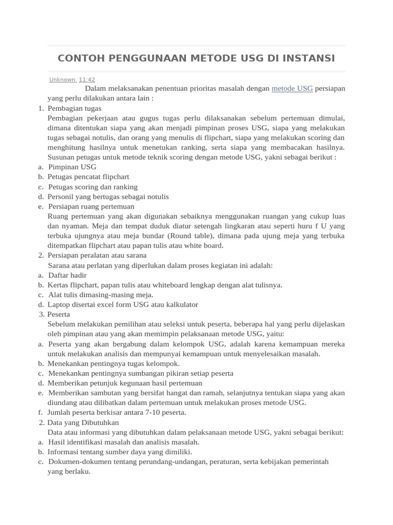 Contoh Penggunaan Metode Usg Di Instansi | PDF