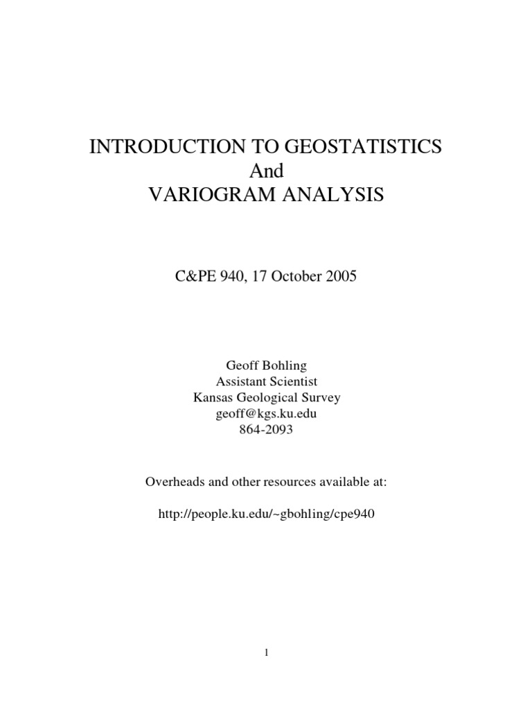 Introduction To Geostatistics and Variogram Analysis | PDF | Covariance | Stationary Process