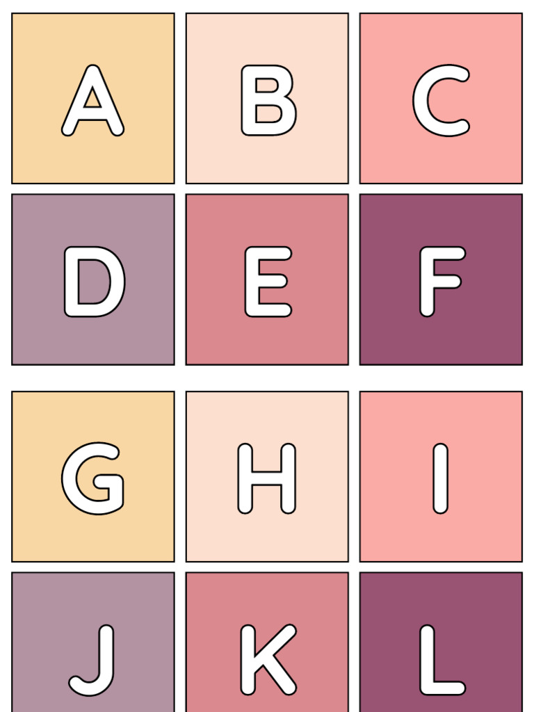 Alphabet Matching Flashcards in Yellow Purple Minimalist Style | PDF