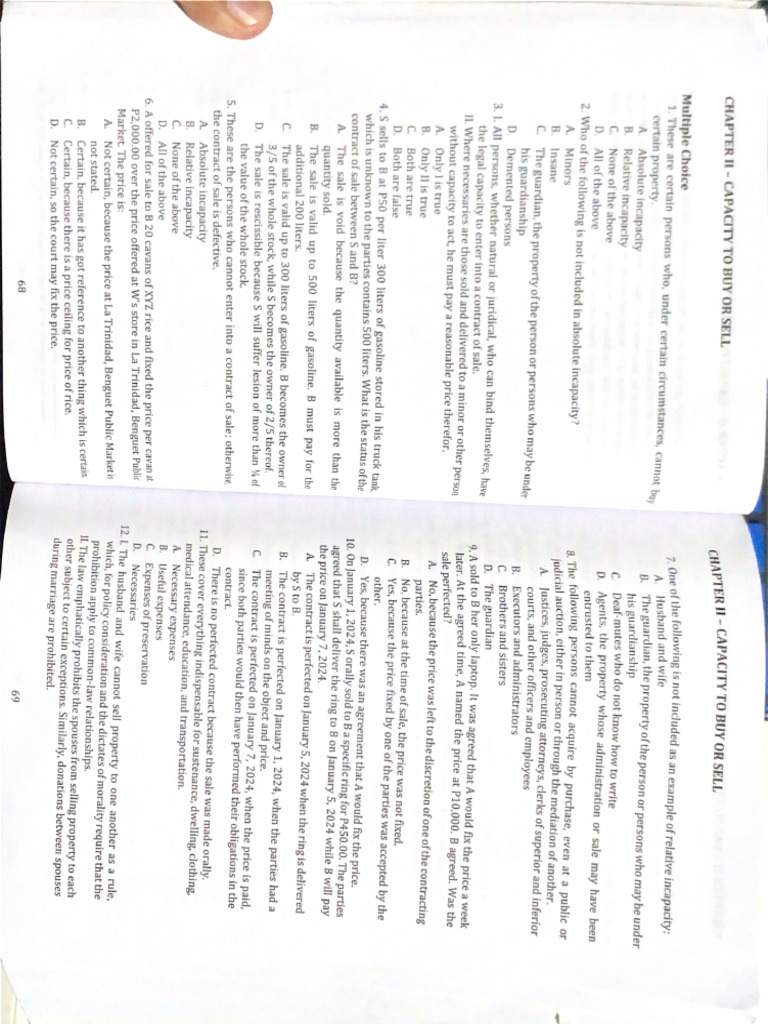 Chapter Ii - Capacity To Buy or Sell | PDF