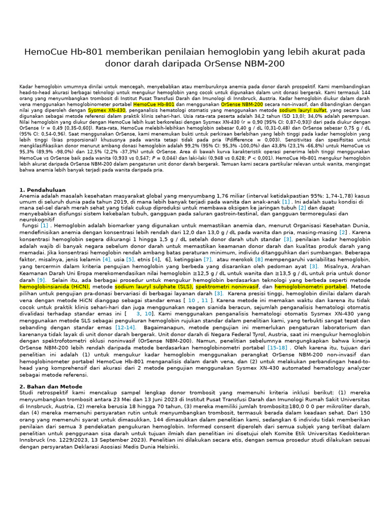 HemoCue Hb-801 Provides More Accurate Hemoglobin Assessment in Blood ...