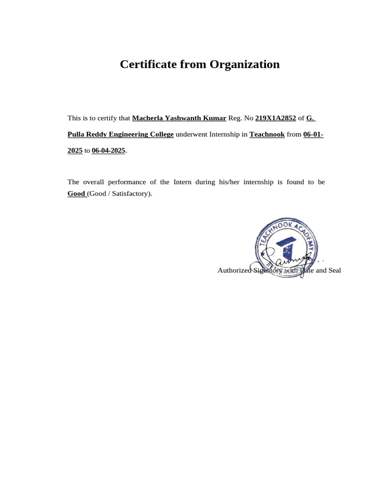 CFO Certificate From Organization | PDF