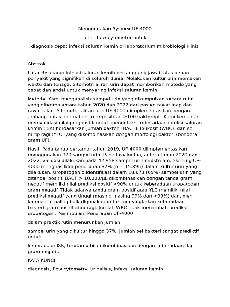 Diagnostik Cepat ISK dengan UF-4000 | PDF