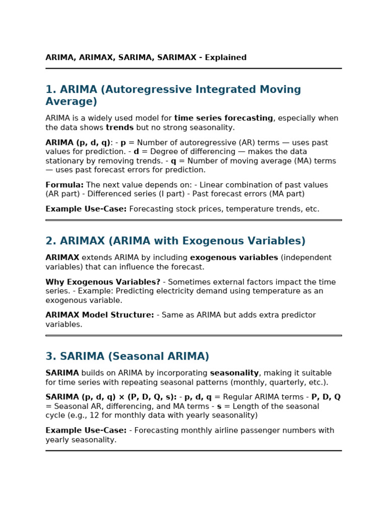 Arima Sarima Explanation | PDF