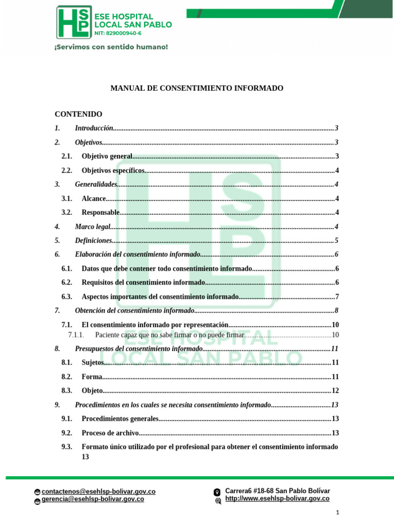Manual de Consentimiento Informado-01-14ago2024-Ehs | PDF | Consentimiento informado | Historial ...