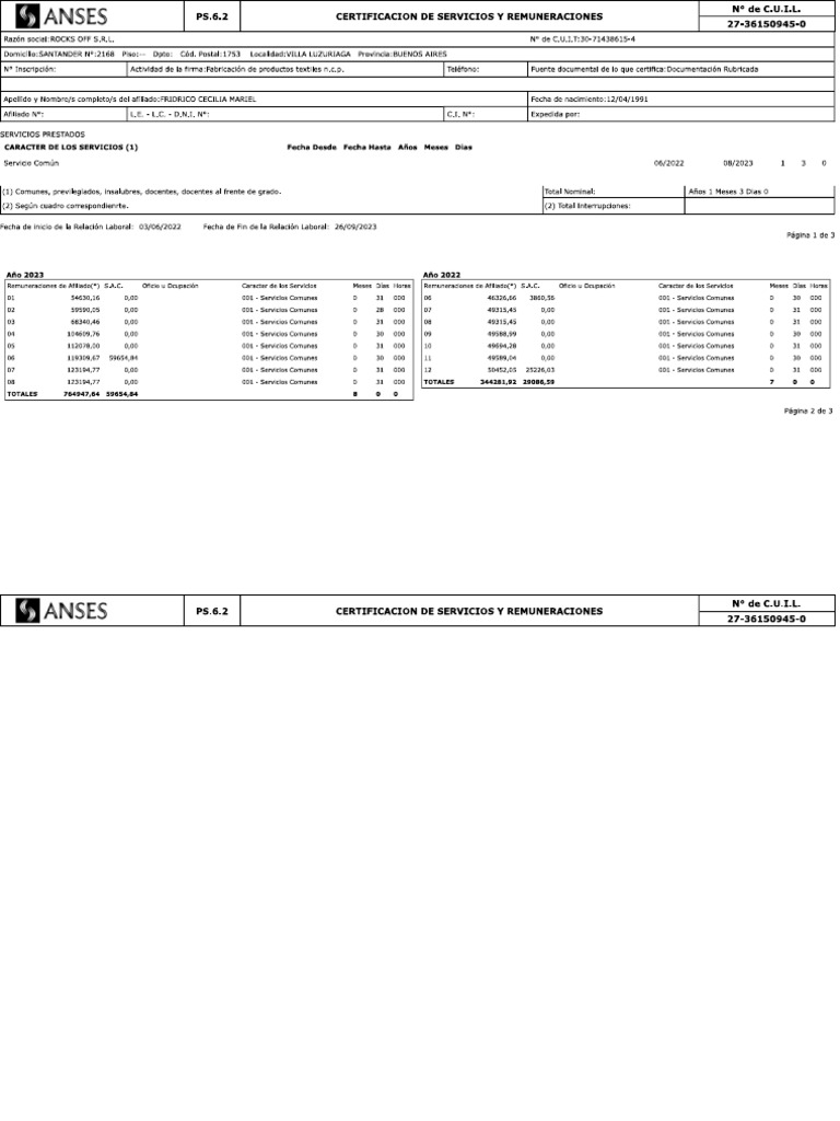 Fridrico C. M. - Cert. Anses | PDF