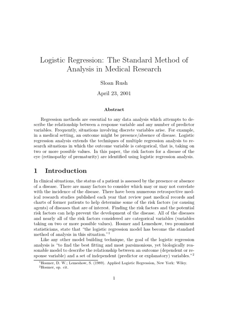 Logistic Regression in Medical Research | PDF | Logistic Regression ...