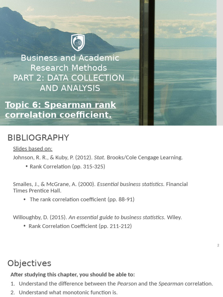 Slides - Topic 6 - Spearman Rank Correlation Coefficient | PDF | Spearman's Rank Correlation ...