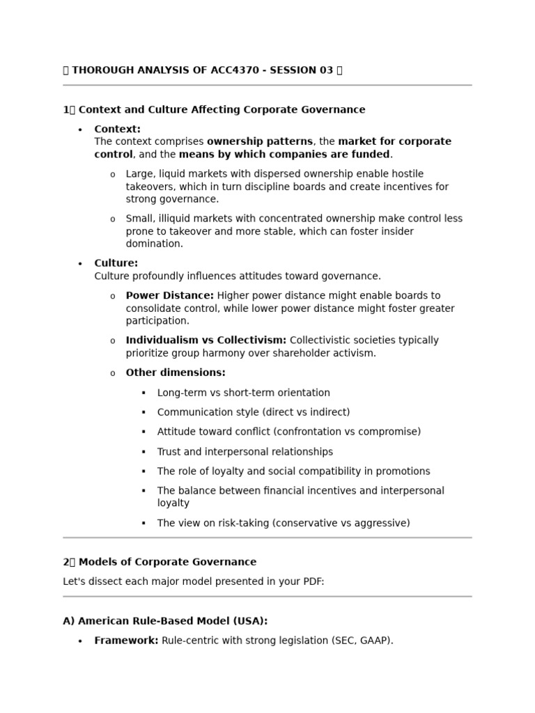 ? Thorough Analysis of Acc4370 | PDF | Corporate Governance | Governance