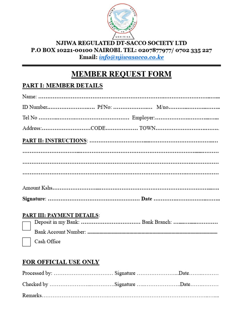 Member Request Form - 2025 | PDF