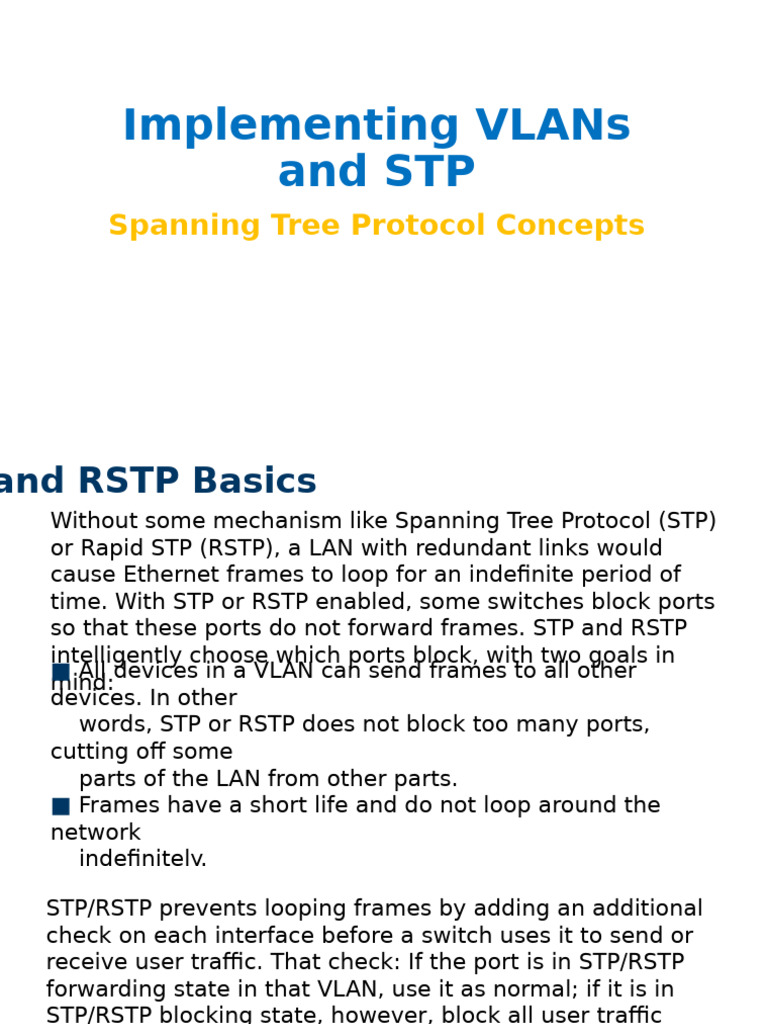 Spanning Tree Protocol Concepts | PDF | Network Switch | Computer Standards
