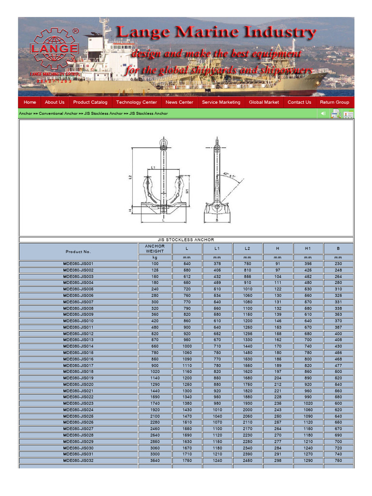 JIS Stockless Anchor, JIS Stockless Anchor, Conventional Anchor, Anchor ...