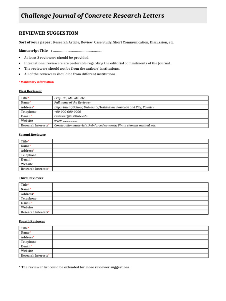 CJCRL Template - Reviewer Suggestion | PDF