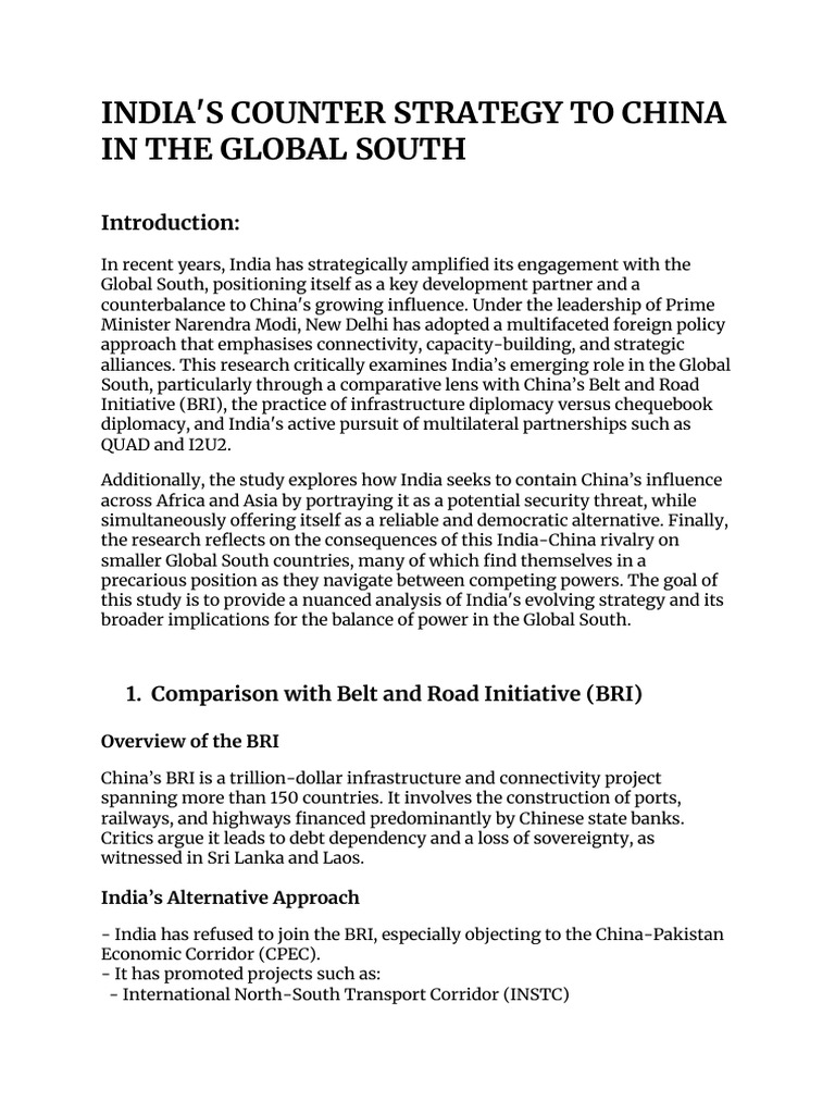 India's Counter Strategy To China in The Global South | PDF ...