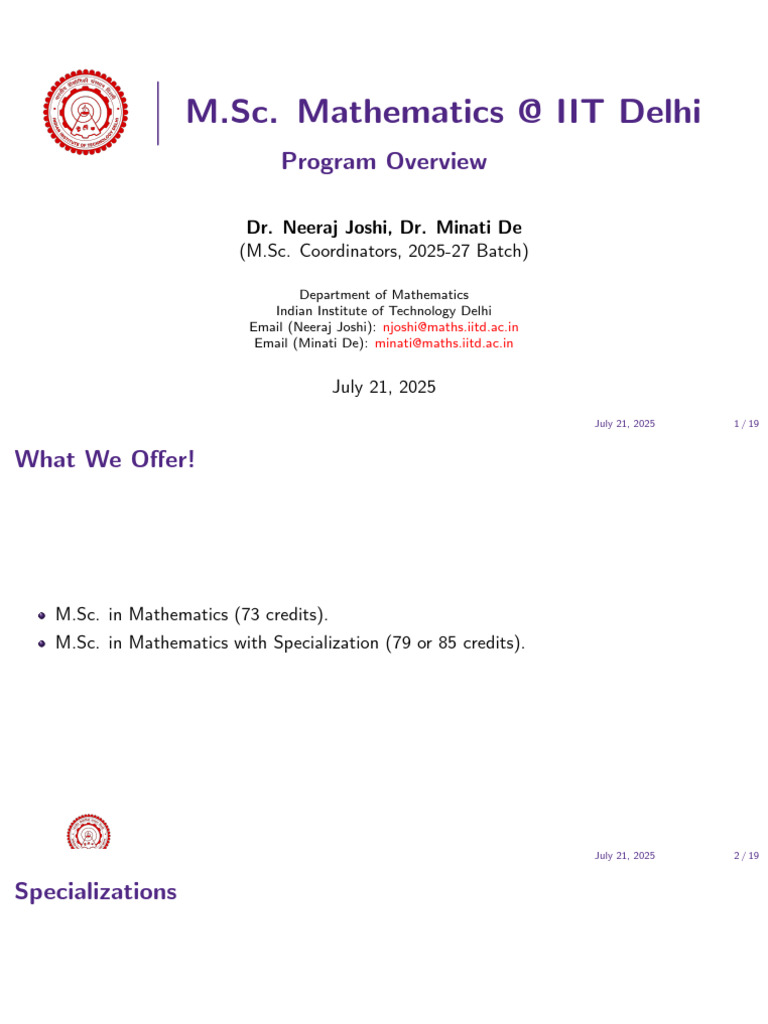 IIT Delhi M.Sc. Mathematics Syllabus 2025 | PDF | Partial Differential ...
