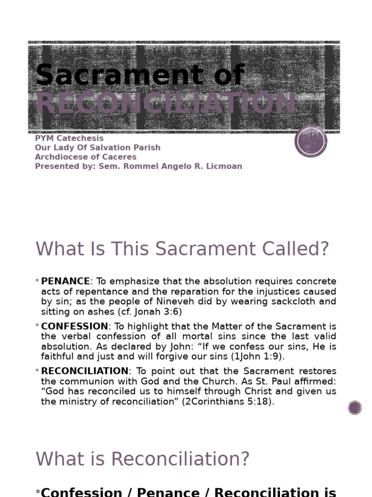 Understanding the Sacrament of Reconciliation | PDF | Penance | Indulgence