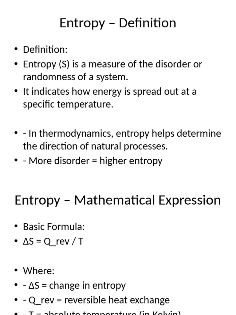 Mathematical Expression of Entropy | PDF