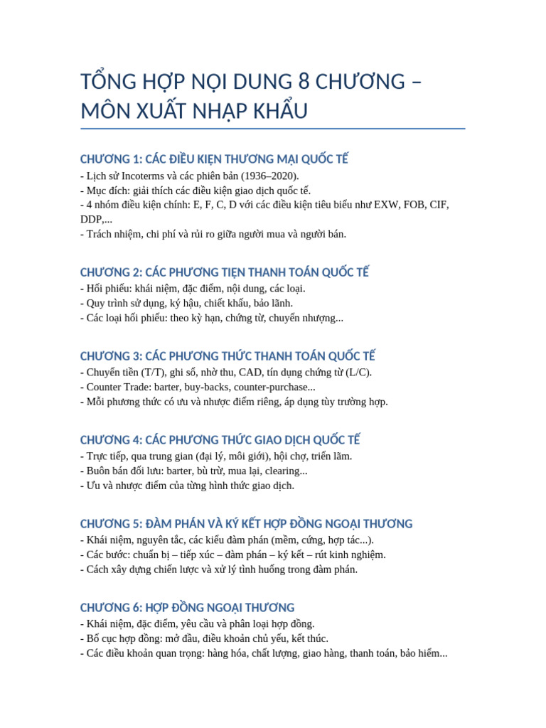 Tong Hop 8 Chuong XNK | PDF