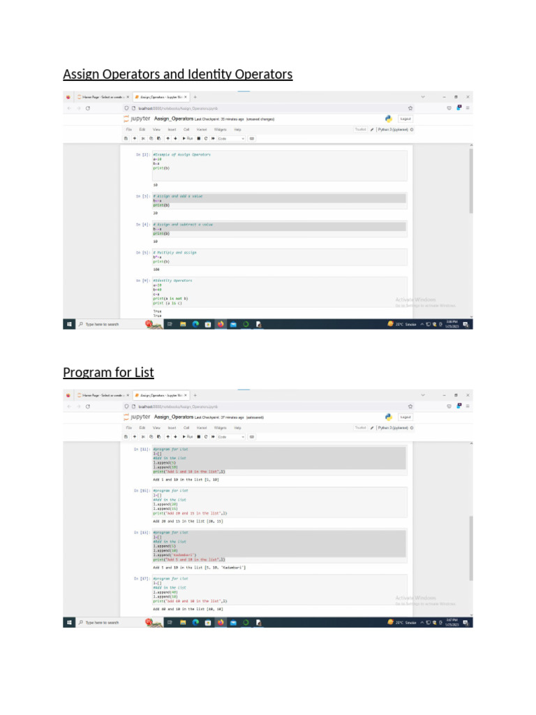 Assign Operators and Identity Operators Lab 2 | PDF