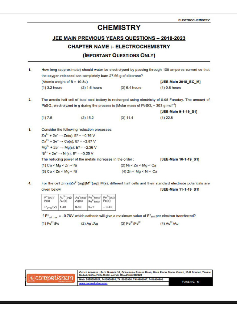 Electrochemistry | PDF