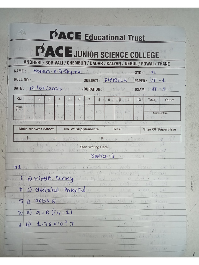 Ut 1 Physics Solution | PDF