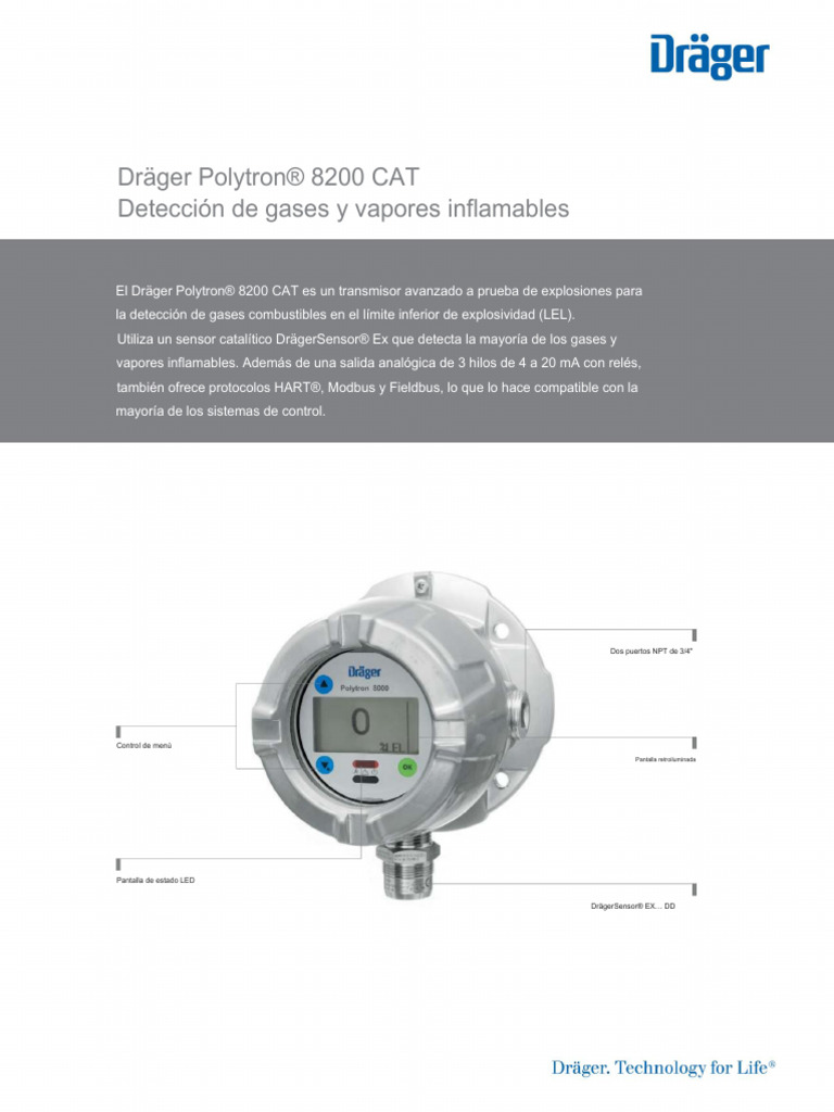 Dräger Polytron 8200 CAT: Detección de Gases | PDF | Sensor | Diodo ...