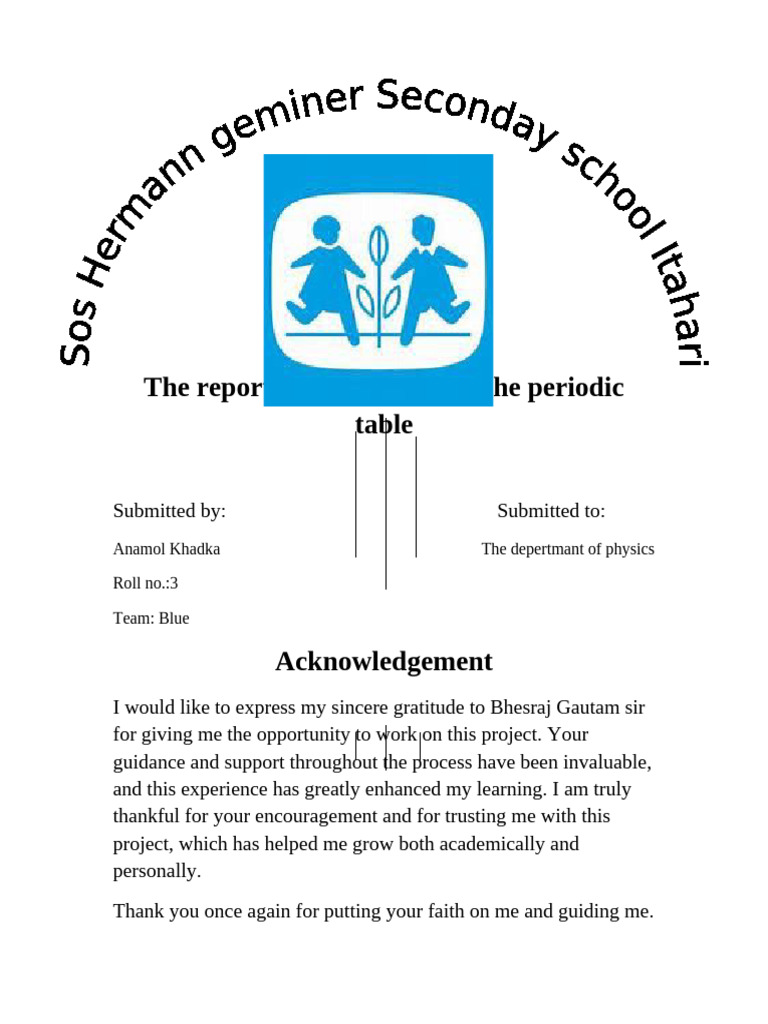 Class 10 Periodic Table Project Report | PDF | Periodic Table | Chemistry