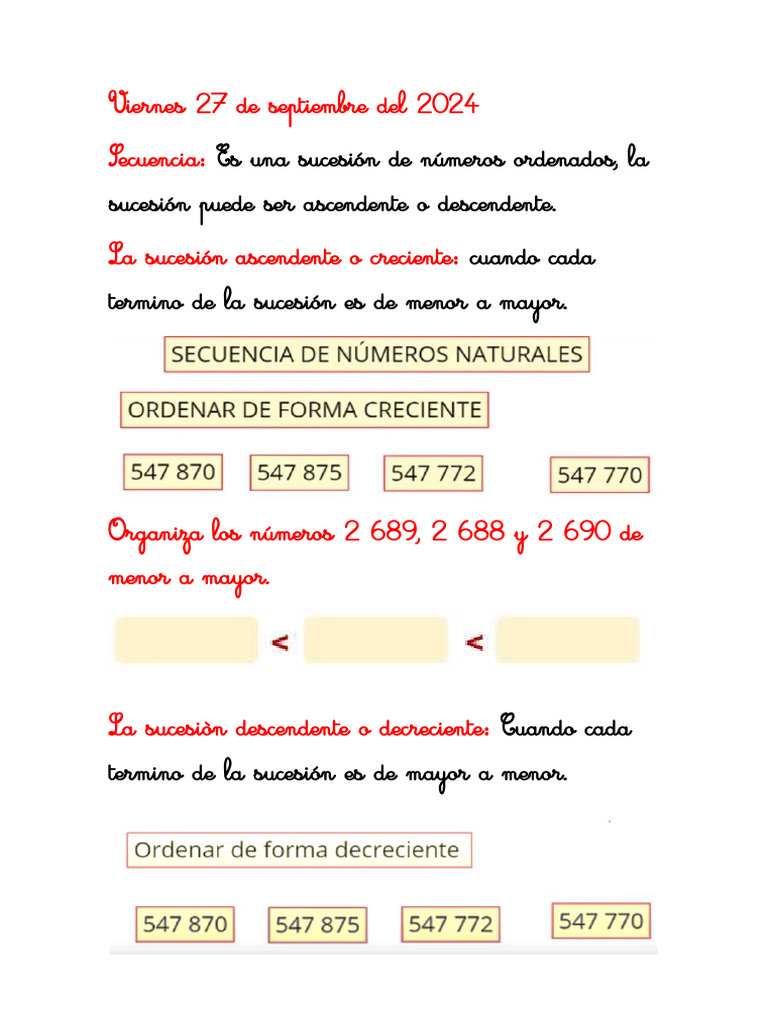 Comparación y Orden de Números | PDF