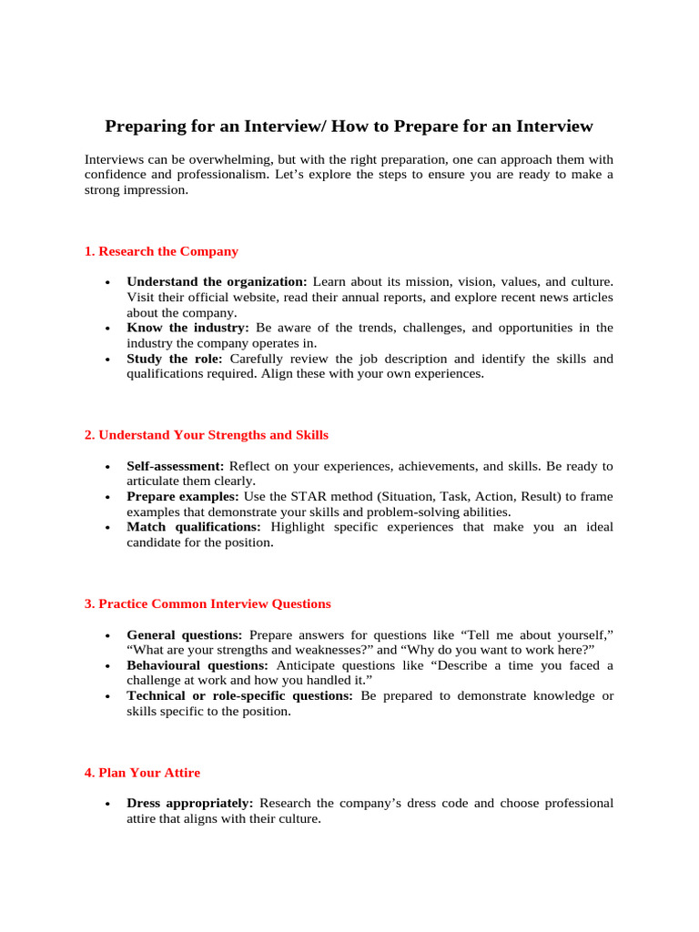 Interview Preparation Guide | PDF | Skill | Body Language