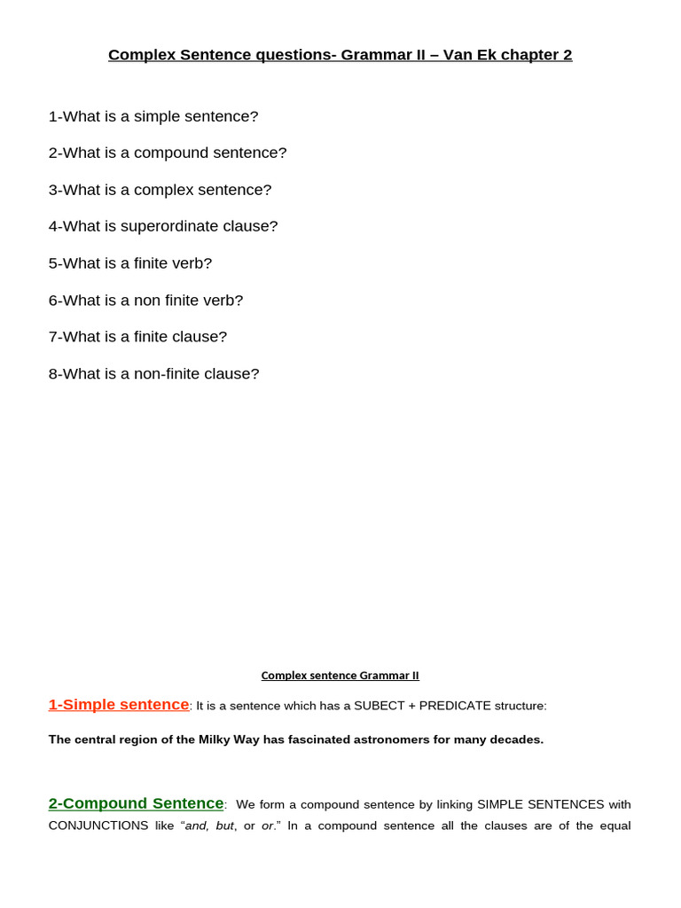 Complex Sentence Structure Explained | PDF | Verb | Clause