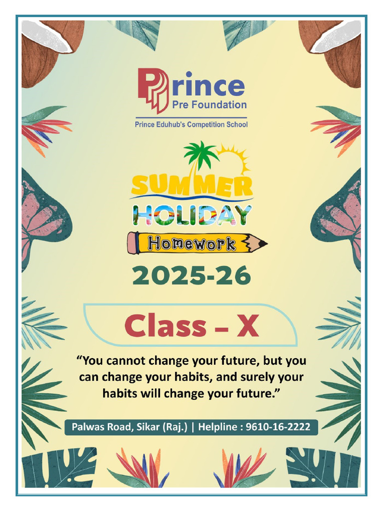 Class - 10 Summer Holidays Homework (2025-26) | PDF | Chemical ...