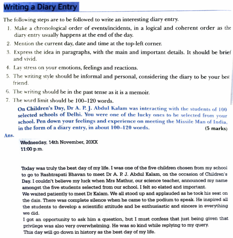 Diary Entry - Notes & Sample ENGLISH IX 07-07-2025 | PDF